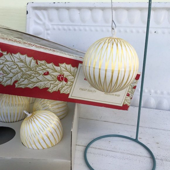 Holiday | Vtg Box 9 Shiny Brite Mcm Ornament Styrofoam Gold Silk Geo ...